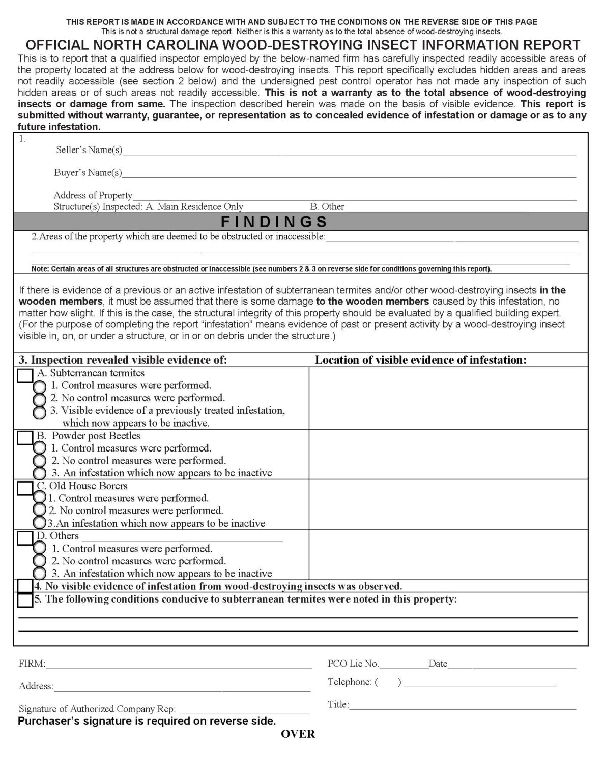 Termite Letter - Clark's Pest | CL-100 Inspection | WDIR | Real Estate Sale